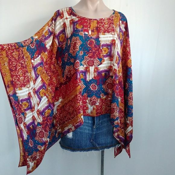 Cato | Tops | Cato Print Oversize Lightweight Draped Sleeve Scoo | Poshmark